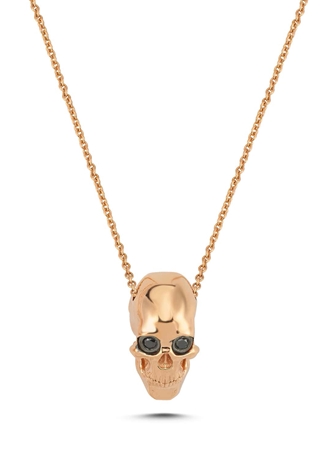 Dime Tribe Erkek Kuru Kafa Detaylı Altın Rengi Kolye EU