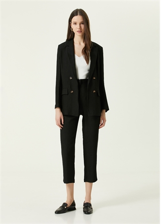 Network Kadın Regular Fit Siyah Crinkle Kumaş Pantolon 42 EU Network Kadın Regular Fit Siyah Crinkle Kumaş Pantolon 42 EU