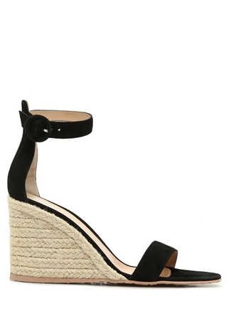 Gianvito Rossi Kadın Siyah Dolgu Topuklu Süet Espadril 35.5 EU