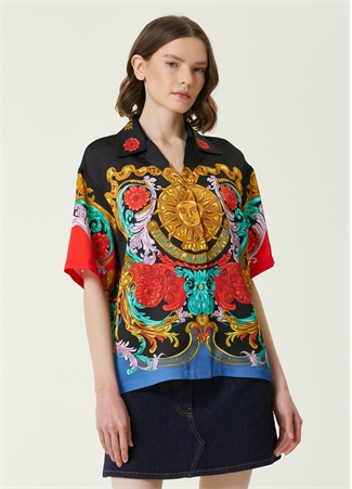 Versace Jeans Couture Kadın Siyah Barok Desenli Gömlek 38 It Versace Jeans Couture Kadın Siyah Barok Desenli Gömlek 38 It