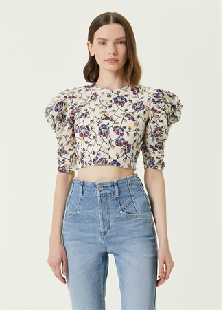 Etoile Isabel Marant Kadın Silva Ekru Çiçekli Sırt Detaylı Crop Bluz Bej 36 FR Etoile Isabel Marant Kadın Silva Ekru Çiçekli Sırt Detaylı Crop Bluz Bej 36 FR
