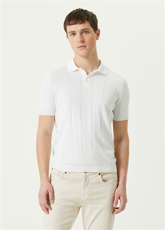 Lardini Erkek Beyaz Polo Yaka Geniş Ribli Kısa Kollu Triko 50 IT Lardini Erkek Beyaz Polo Yaka Geniş Ribli Kısa Kollu Triko 50 IT