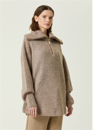 Beymen Club Kadın Camel Dik Yaka Yarım Fermuarlı Kazak Kahverengi S Beymen Club Kadın Camel Dik Yaka Yarım Fermuarlı Kazak Kahverengi S