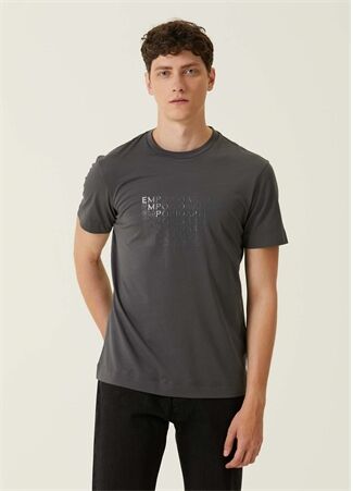 Emporio Armani Erkek Gri Logo Detaylı T-shirt M EU