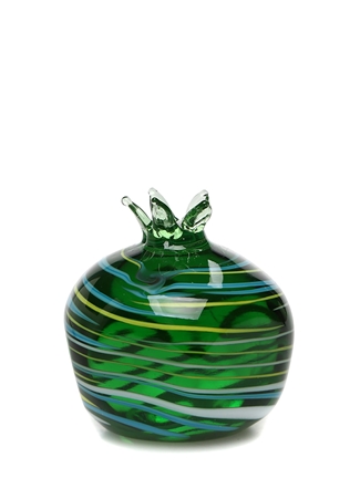 Nenartworld Yeşil Desenli Nar Formlu Cam Obje