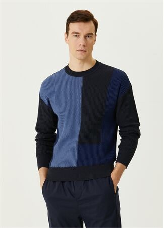 Emporio Armani Erkek Colorbloced Petek Dokulu Kazak Mavi L EU Emporio Armani Erkek Colorbloced Petek Dokulu Kazak Mavi L EU