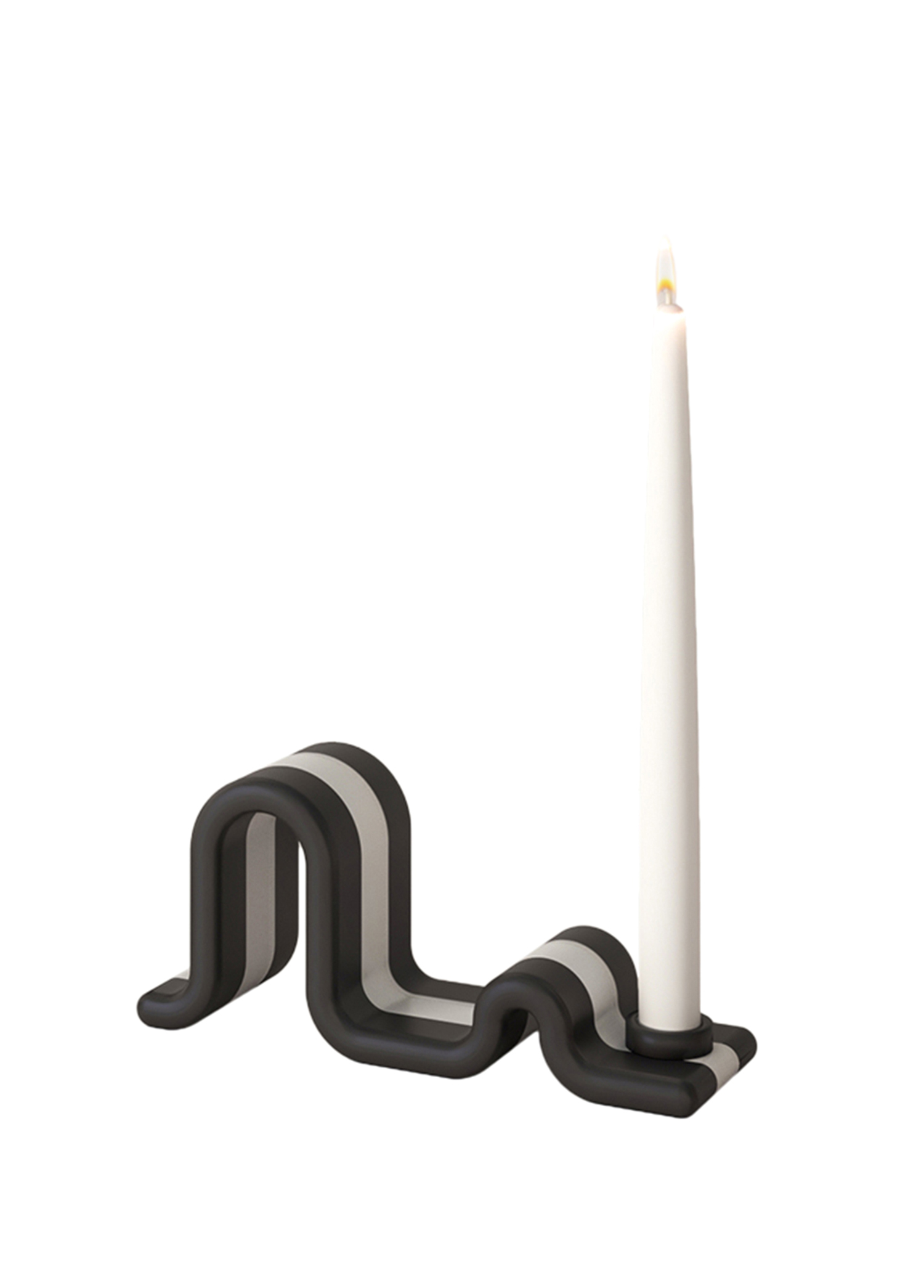 Deekobjects - Wave Mumluk ve Mum Seti 28,5 cm - Siyah