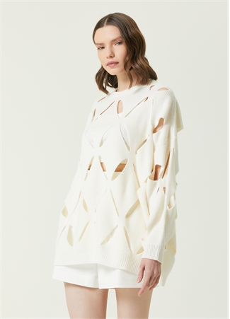 Valentino Kadın Beyaz Bisiklet Yaka Kesim Detaylı Yün Kazak Xs Eu Valentino Kadın Beyaz Bisiklet Yaka Kesim Detaylı Yün Kazak Xs Eu