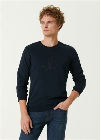 Beymen Club Erkek Lacivert Karalama Kuş Nakışlı Sweatshirt S