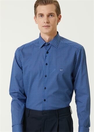 Etro Erkek Mavi İtalyan Yaka Mikro Geometik Desenli Gömlek 40 IT Etro Erkek Mavi İtalyan Yaka Mikro Geometik Desenli Gömlek 40 IT