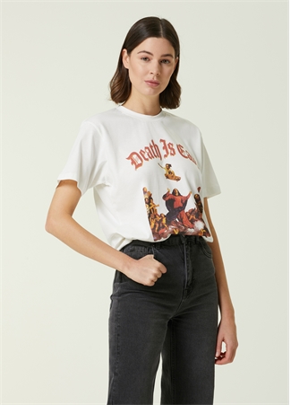 Death is Easy Kadın The Assumption Of Tony Ekru Baskılı T-shirt Bej S EU Death is Easy Kadın The Assumption Of Tony Ekru Baskılı T-shirt Bej S EU
