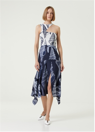 Stella McCartney Kadın Ariah Lacivert Desenli Midi İpek Etek Mavi 42 IT