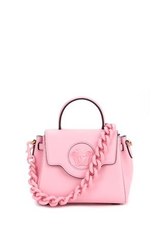 Versace Kadın Pembe Medusalı Deri Omuz Çantası EU Versace Kadın Pembe Medusalı Deri Omuz Çantası EU