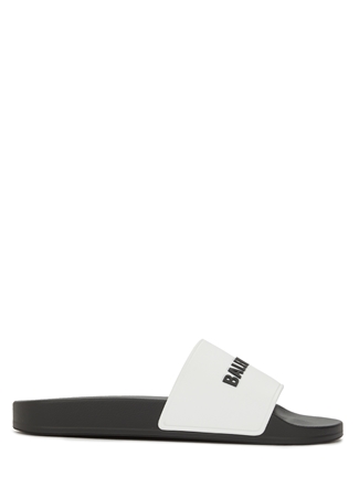 Balenciaga Erkek Siyah Beyaz Logo Detaylı Terlik 42 EU Balenciaga Erkek Siyah Beyaz Logo Detaylı Terlik 42 EU