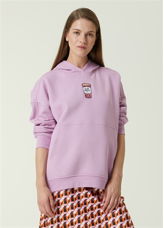 Beymen Club Kadın Lila Kapüşonlu Kahve Nakışlı Oversize Sweatshirt Mor S Beymen Club Kadın Lila Kapüşonlu Kahve Nakışlı Oversize Sweatshirt Mor S