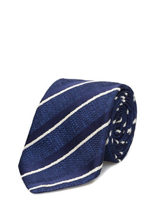 Pal Zileri Erkek Lacivert Verev Çizgili İpek Kravat EU