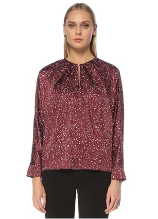 Beymen Collection Kadın Bordo Desenli Uzun Kol Bluz 34