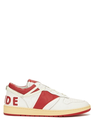 Rhude Erkek Beyaz Kırmızı Logolu Deri Sneaker 0 UK Rhude Erkek Beyaz Kırmızı Logolu Deri Sneaker 0 UK