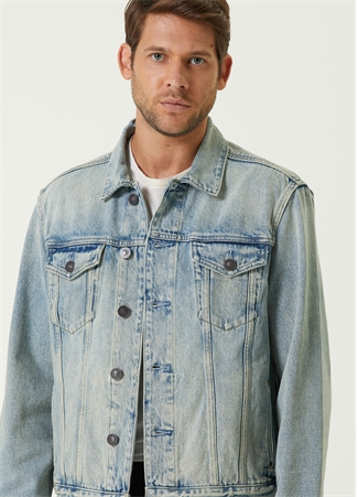 Allsaints Erkek Destin Mavi Polo Yaka Denim Mont XS EU Allsaints Erkek Destin Mavi Polo Yaka Denim Mont XS EU