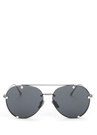 Valentino Kadın Siyah Taş Detaylı Güneş Gözlüğü Gri 59 EU