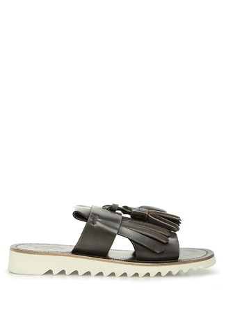 Pal Zileri Erkek Antrasit Püsküllü Deri Terlik Gri 39 EU