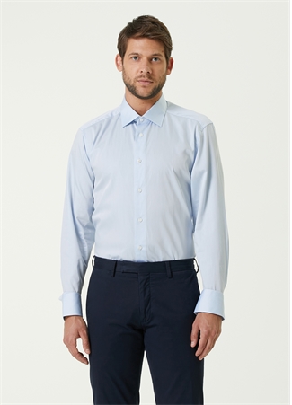 Zegna Erkek Mavi Modern Yaka Gömlek 38 IT Zegna Erkek Mavi Modern Yaka Gömlek 38 IT