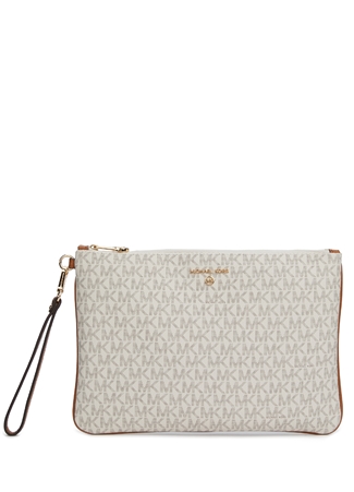 Michael Kors Kadın Slater Large Krem Logo Desenli Mini Kılıf Bej EU Michael Kors Kadın Slater Large Krem Logo Desenli Mini Kılıf Bej EU
