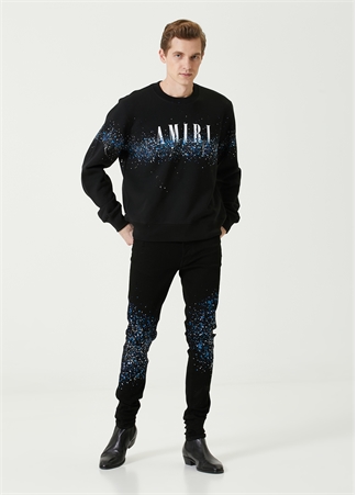 Amiri Erkek Siyah Fırça Darbesi Desenli Jean Pantolon 3 US Amiri Erkek Siyah Fırça Darbesi Desenli Jean Pantolon 3 US