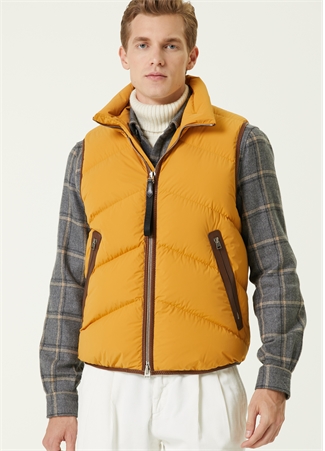 Tom Ford Erkek Sarı Dik Yaka Puff Yelek 48 IT Tom Ford Erkek Sarı Dik Yaka Puff Yelek 48 IT