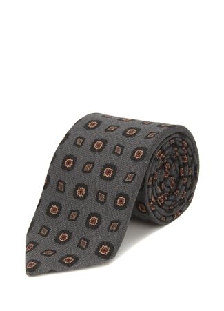 Isaia Erkek Gri Geometrik Desenli Yün Kravat EU Isaia Erkek Gri Geometrik Desenli Yün Kravat EU