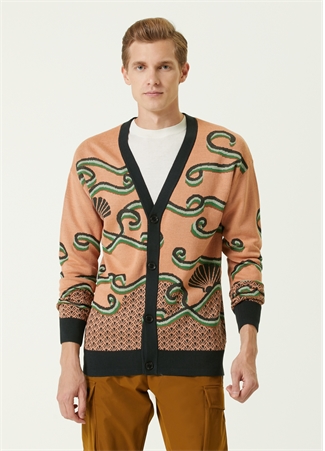 Scotch & Soda Erkek Turuncu V Yaka Karışık Desenli Triko Hırka S EU Scotch & Soda Erkek Turuncu V Yaka Karışık Desenli Triko Hırka S EU