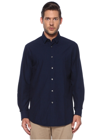 Pal Zileri Erkek Lacivert İngiliz Yaka Gömlek 44 IT