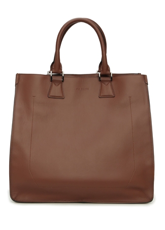 Pal Zileri Erkek Kahverengi Logolu Deri Omuz Çantası EU