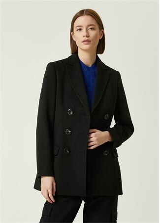 Beymen Club Kadın Siyah Kruvaze Kaşe Blazer 42