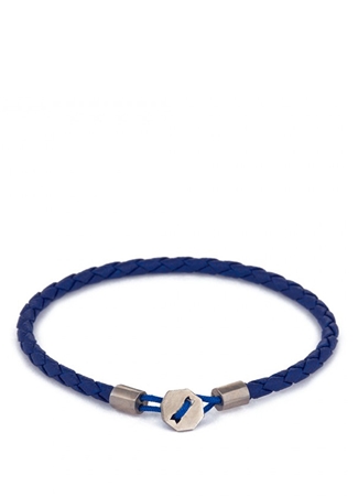 AtolyeWolf Erkek Lacivert Örgü Dokulu Deri Bileklik Mavi EU AtolyeWolf Erkek Lacivert Örgü Dokulu Deri Bileklik Mavi EU