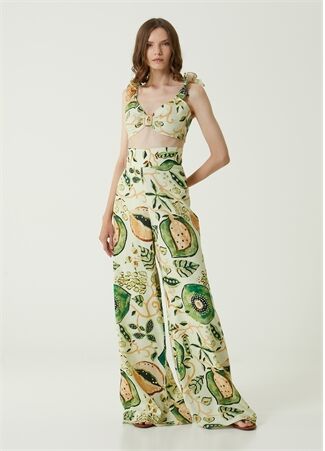 Alexis Kadın Ricarda Yeşil Desenli Keten Pantolon S EU Alexis Kadın Ricarda Yeşil Desenli Keten Pantolon S EU