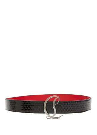 Christian Louboutin Kadın Siyah Logo Tokalı Deri Kemer 80 EU