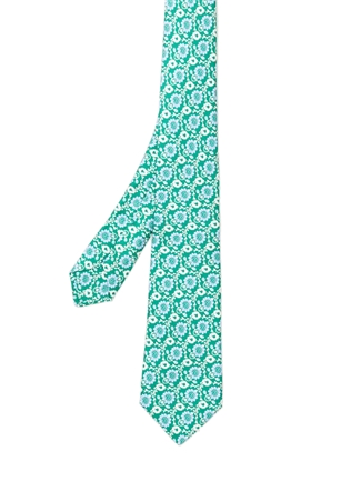 Kiton Erkek Yeşil Çiçek Desenli İpek Kravat EU Kiton Erkek Yeşil Çiçek Desenli İpek Kravat EU