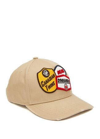 Dsquared2 Erkek Krem Logo Patchli Şapka Bej EU