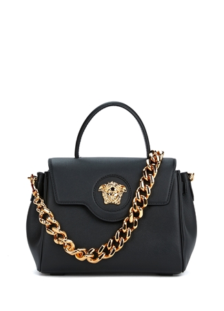 Versace Kadın La Medusa Medium Siyah Deri Omuz Çantası EU Versace Kadın La Medusa Medium Siyah Deri Omuz Çantası EU