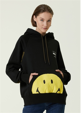 Joshua Sanders Kadın Siyah Kapüşonlu Smile Baskılı Sweatshirt M EU Joshua Sanders Kadın Siyah Kapüşonlu Smile Baskılı Sweatshirt M EU