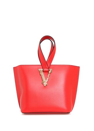 Versace Kadın Virtus Medium Kırmızı Deri Omuz Çantası EU Versace Kadın Virtus Medium Kırmızı Deri Omuz Çantası EU
