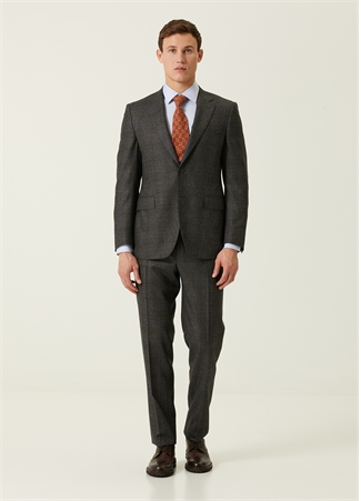 Canali Erkek Antrasit Ekoseli Yün Takım Elbise Gri 48 IT Canali Erkek Antrasit Ekoseli Yün Takım Elbise Gri 48 IT