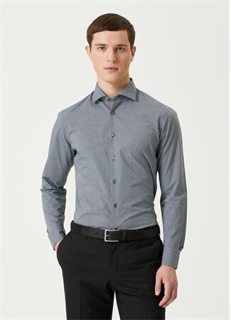 Pal Zileri Erkek Lacivert Mikro Desenli Gömlek 40 IT