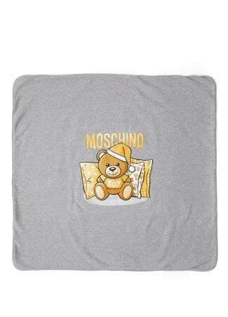Moschino Bebek Gri Logo Detaylı Battaniyesi EU Moschino Bebek Gri Logo Detaylı Battaniyesi EU