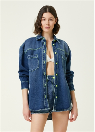 Msgm Kadın Mavi Dikiş Detaylı Jean Gömlek 38 It Msgm Kadın Mavi Dikiş Detaylı Jean Gömlek 38 It