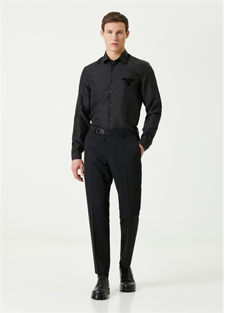 Prada Erkek Siyah Beli Kemerli Yün Pantolon 52 IT Prada Erkek Siyah Beli Kemerli Yün Pantolon 52 IT