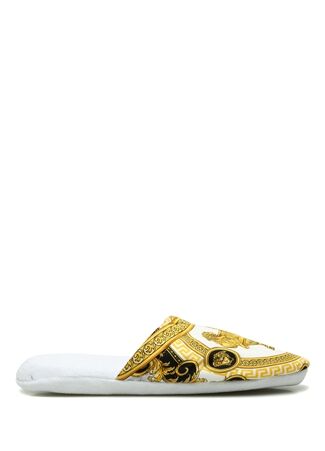 Versace Barok Desenli Banyo Terliği Beyaz