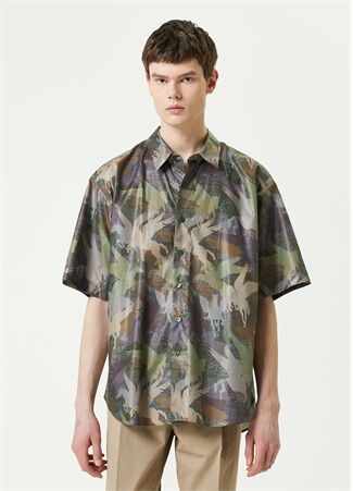 Etro Erkek Haki Logo Desenli Kısa Kollu Gömlek 42 IT Etro Erkek Haki Logo Desenli Kısa Kollu Gömlek 42 IT