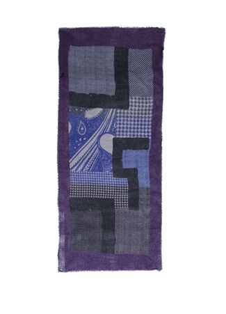 Etro Erkek Mavi Patchwork Desenli Yün Atkı EU Etro Erkek Mavi Patchwork Desenli Yün Atkı EU